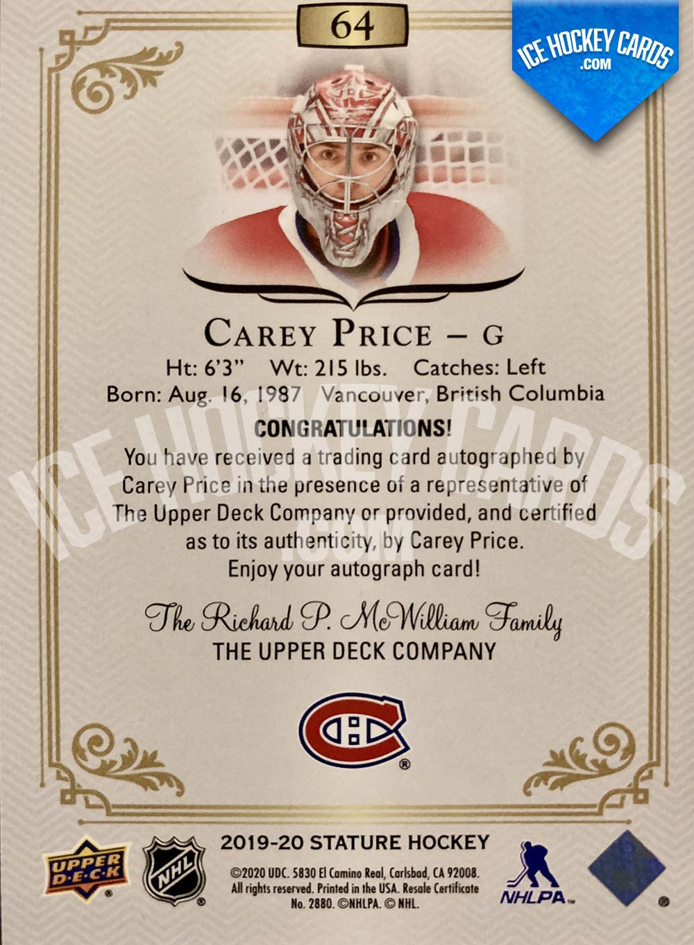 Carey Price - IceHockeyCards.com